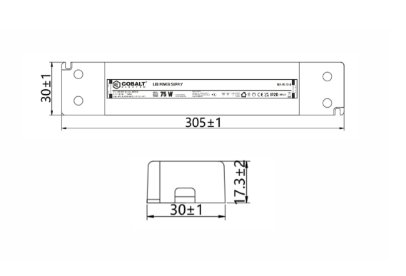 Cobalt napajalnik za Led trak 75W/24V/IP20 PLV-B | Napajalniki